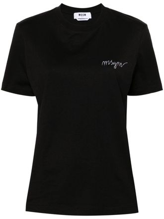 Msgm t-shirt à logo brodé - Noir
