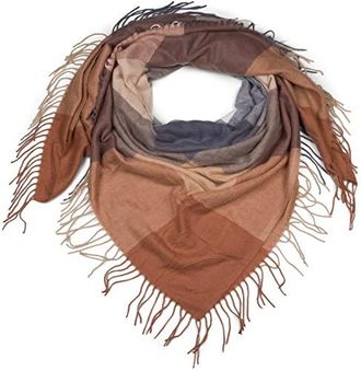 styleBREAKER &eacute;charpe carr&eacute;e XXL, plaid avec motif &agrave; carreaux et longues franges, hiver, &eacute;tole, foulard 01017116, couleur:Marron-Gris-Cr&egrave;me