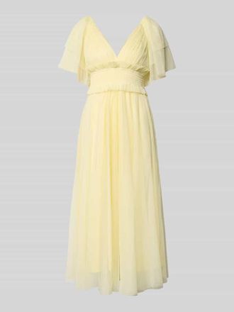 Lace & Beads Midikleid mit Smok-Details und V-Ausschnitt