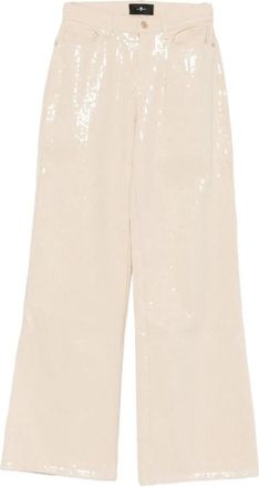 7 For All Mankind Femme, Pantalons, Beige, Taille: W27 Lotta Radiance Wide Leg Jeans
