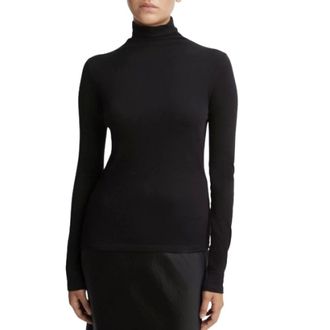 Vince Femme, Tops, Noir, Taille: 44 FR Haut Col Roulé en Coton Pima