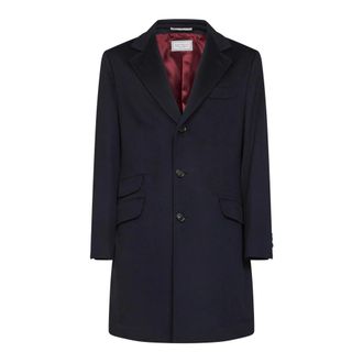 Brunello Cucinelli Homme, Manteaux, Bleu, Taille: 3XL Single-Breasted Manteaux