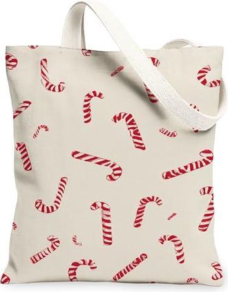 Generic Sacs fourre-tout en toile de canne &agrave; sucre dorge, sacs d&eacute;picerie r&eacute;utilisables, sacs d&eacute;picerie dhiver, classiques chic, l&eacute;gers et lavables avec bandou