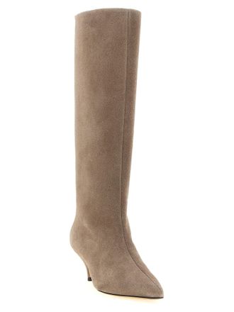 Fabiana Filippi Suede Kitten-Heel Boot - Beige