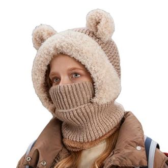 Generic Chapeau dhiver | Couvre-Chef &eacute;pais Coupe-Vent avec Couvre-Visage, Chapeau Coupe-Vent avec Masque Facial - pour, Adolescents, Voyage, Ski, randonn&eacute;e, S