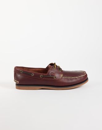 Timberland chaussures bateau classiques &agrave; 2 oeillets en cuir marron