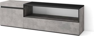 Skraut Home | TV-Schrank, Lowboard | für Wohnzimmer und Esszimmer | 150x45x35cm | Für TV-Geräte bis zu 65 | Fernsehtisch | Moderner Stil | Zement