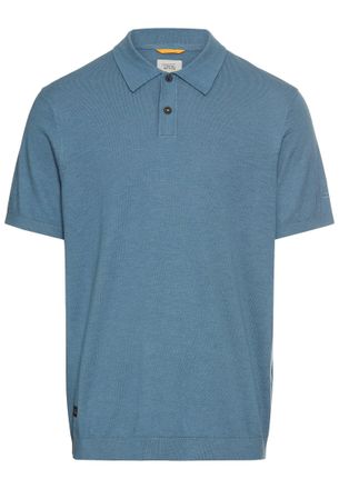 Camel Active Herren Leichtes Strick-Polo aus Reiner Baumwolle Steinblau, menswear-3XL