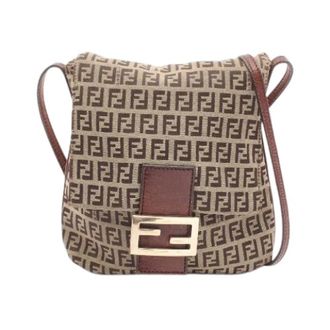 Fendi Pre-owned Zucchino Canvas Leder Schultertasche - - Pre-owned - Damen - Braun - ONE SIZE