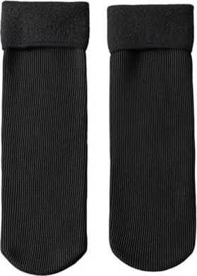 Generic Chaussettes ultra douces en velours fin et thermique pour femme Chaussettes chaudes en velours pour femme Noir, Noir, taille unique