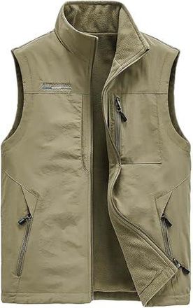 Generic Gilet de sport dhiver pour homme - Gilet polaire sans manches pour homme - Col montant - Gilet dhiver - Coupe ajust&eacute;e - Veste softshell avec poches - 