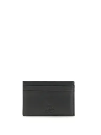 Christian Louboutin Womens Bettina Card Holder Black-Gold Calf Leather Bos Taurus Wallet Black/gold