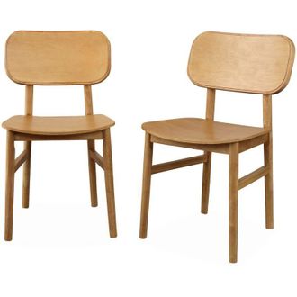 Sweeek Sweeek - Lot de 2 chaises en bois dhévéa. forme courbée. finition brossée