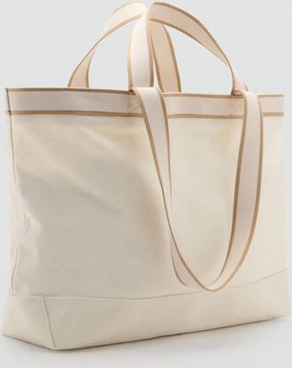 Mango Sac cabas 100 % coton liser&eacute;s blanc - Homme - Taille unique - MANGO MAN