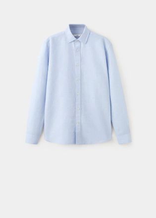 Mango Chemise regular-fit lin coton rayures bleu ciel - Homme - XXL - MANGO MAN