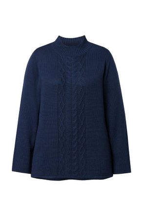 Ulla Popken Strickpullover Pullover Zopfmuster Stehkragen Langarm