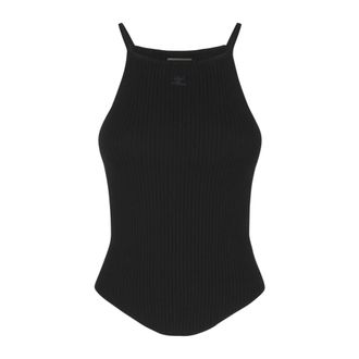 Courr&egrave;ges &Auml;rmellose Oberteile - - Tops - Damen - Schwarzk - L