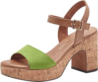 Marco Tozzi Damen Sandalen mit Absatz Plateausohle Verstellbarer Riemen, Gr&uuml;n (Apple Comb), 41 EU