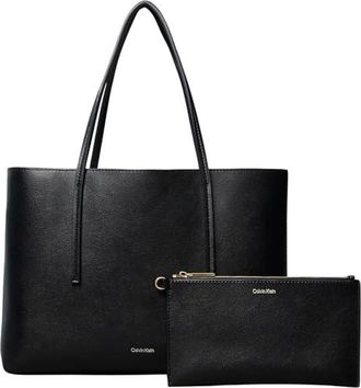 Calvin Klein Cabas Sac Femme Small avec Pochette Amovible, Noir (Black/Toasted Coconut), Taille Unique
