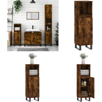 vidaXL Vidaxl - Badschrank R&auml;uchereiche 30x30x100 cm Holzwerkstoff - Badeschrank - Badezimmerm&ouml;bel - Holzwerkstoff - Eisen - Industrieller Stil - Home &