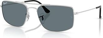 Ray-Ban Explorer IIi Sonnenbrillen Silber Fassung Blau Glas Polarisiert 56-18