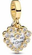 Pandora Moments 763765C01 Pendentif double coeur scintillant en argent sterling plaqu&eacute; or 14 carats avec zircone Compatible avec bracelets Me & Moments, 4,3x1