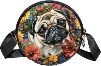 Generic Sac &agrave; bandouli&egrave;re rond pour femme, petit sac &agrave; bandouli&egrave;re avec fermeture &eacute;clair, bretelles r&eacute;glables, style d&eacute;contract&eacute;, pour femmes et filles