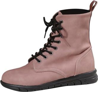 Generic Bottines pour femme - Doubl&eacute;es chaudes - Bottes plates &agrave; lacets - Confortables et imperm&eacute;ables - Bottes mi-hautes - Bottes de loisirs - Bottes de lois