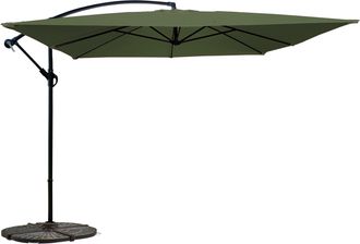 Oviala Ampelschirm 3 x 3 m quadratisch und 4 beschwerte Platten, Kaktusgr&uuml;n