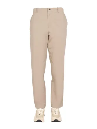 Monobi Cotton Straight Leg Trousers - Beige