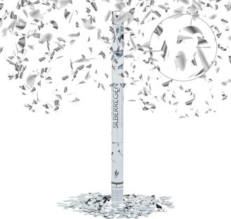 Relaxdays 5 x Party Popper 80 cm im Konfettikanonen Set, Konfetti Bombe für Hochzeit und Geburtstag, Konfetti Shooter, 6-8 m Effekthöhe, Silber metallic
