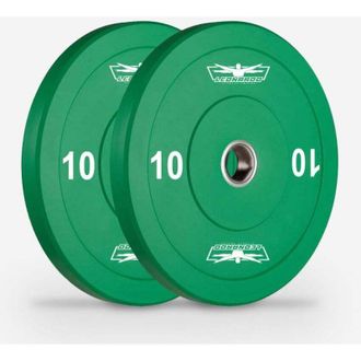 Leonardo 2 x 10 kg Gummi und Stahl Hantelscheiben 50mm Bumper Cross Training Hanzo Stock