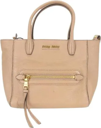 Miu Miu unisex, Pre-owned, Beige, Taille: ONE Size Sac 2way en cuir Madras Pre-owned