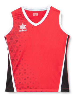 Luanvi Damen Maglietta Sportiva da Donna | Modello Cardiff di Colore Rosso e Nero | Maglietta Senza Maniche - Taglia XXS Top, Multicolore, Standard