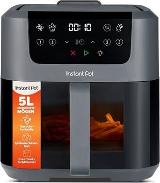 Instant Pot Vortex Compact Tr&uuml;ffel Grau Hei&szlig;luftfritteuse 5 l Korb, Familiengr&ouml;&szlig;e, 4 in 1 - Hei&szlig;luftfrittieren, Trocknen, Backen, Aufw&auml;rmen, Antihaftbeschichtung,