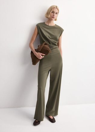 Mango T-Shirt mit Raffdetails khaki - Damen - XXS - MANGO