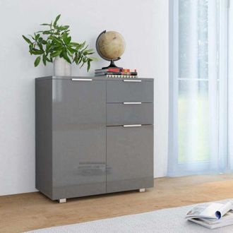 vidaXL Buffet Gris brillant 71x35x80 cm Bois ding&eacute;nierie Vidaxl