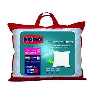 Dodo | Oreiller Ultra Gonflant 60x60 | Confort Moelleux | Oreiller Maxiconfort Thermolite Ultra | Doux et Fibre Recycl&eacute;e | Fabriqu&eacute; en France | Lavable en 