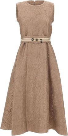 Max Mara Femme, Robes, Beige, Taille: 40 FR Robe mi-longue en jacquard