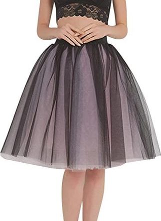 Generic Jupe en jean noire longue pour adulte, superpos&eacute;e, bal court, jupe midi belle, Rose, XXL