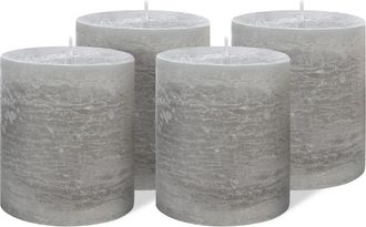 Brandsseller 4er Set Stumpenkerzen 9x10 cm - durchgefärbt & aus Paraffin - rustikale Kerzen mit langer Brenndauer - Dekokerzen für Tischdeko, Weihnachten & Feste -