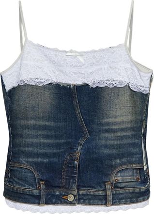 Balenciaga haut à manches en dentelle - Bleu