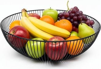 Relaxdays Obstschale Metall, runder Obstkorb, HxD: 8 x 28 cm, Drahtkorb f&uuml;r Fr&uuml;chte, Gem&uuml;se & Br&ouml;tchen, modern, schwarz