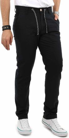 Indicode Herren Stoffhosen (S-5XL) Regular Fit Leinenhosen - 55% Leinen, 45% Baumwolle, Leichte, Atmungsaktive Hosen M&auml;nner - B798 Schwarz XXX-Large