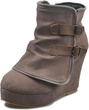 Generic JJDFW Bottes dautomne et dhiver &eacute;paisses pour femme chaudes faites &agrave; la main mode r&eacute;tro bottes pour femme, marron, 39 2/3 EU