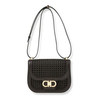 Ferragamo Femme, Sacs, Noir, Taille: ONE Size Double Gancini Sac bandouli&egrave;re Nord-Sud (Xs)