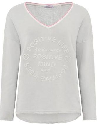 Zwillingsherz Sweat-shirt pour femme avec inscription - Pull surdimensionn&eacute; en coton - T-shirt &agrave; manches longues avec col en V - Haut de loisirs confortable avec me