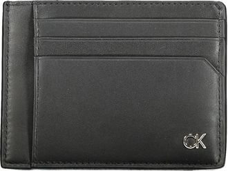 Calvin Klein Homme, Accessoires, Noir, Taille: ONE Size Portefeuille en cuir noir avec porte-cartes