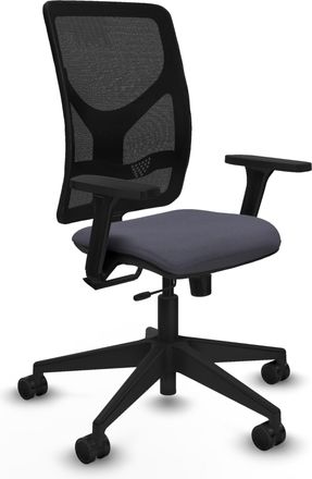 Piqueras y Crespo Stuhl mit Lendenverstellung, mit 3D-Armlehnen, ausgestattet mit Syncro/Traslack und Schneideschaum, mit Rollen von 65 mm, Nylon, Schwarz/Dunkelgrau