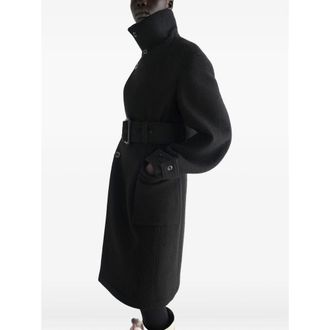 Christophe Lemaire Wool and Alpaca Blend with Removable Belt Coat - Black